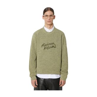 Maison Kitsun&eacute; Round-Neck Strickwaren - - Knitwear - Herren - Gr&uuml;n - S