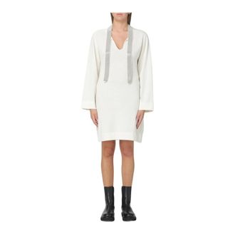 Fabiana Filippi Vielseitiges Strickkleid mit V-Ausschnitt - - Dresses - Damen - Wei&szlig; - XS