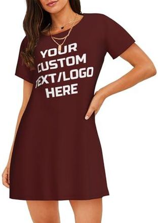 Generic Robe Femme Personnalisable - avec Photo Texte - Robe Personnalisable - Cr&eacute;ez Votre Logo ou Texte - Cadeau Parfait pour &eacute;pouse ou Petite Amie 23XL