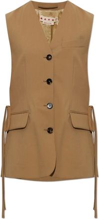 Marni Femme, Vestes, Brun, Taille: 38 FR Gilet en laine avec fentes lat&eacute;rales profondes