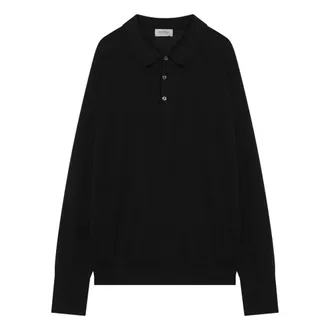 John Smedley Schwarze Langarm-Poloshirts - - Tops - Herren - Schwarzk - XL
