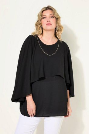 Miamoda Druckbluse Bluse Krepp Schulter-&Uuml;berwurf abnehmbare Kette