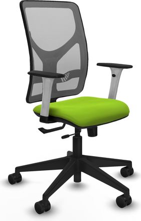 Piqueras y Crespo Drehbarer Schreibtischstuhl ohne Rollen, mit wei&szlig;en und schwarzen Armlehnen, h&ouml;henverstellbare Lendenwirbelst&uuml;tze, ausgestattet mit Syncro/Traslack. G