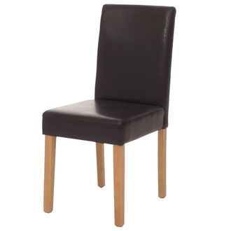 Mendler Esszimmerstuhl Littau, K&uuml;chenstuhl Stuhl, Kunstleder - braun, helle Beine