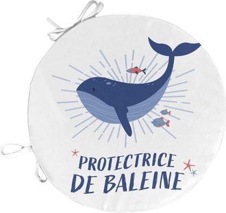 Fabulous Stuhlkissen, rund, wei&szlig;, Schutz f&uuml;r Wale, Meer, Ocean, &Ouml;kologie, Durchmesser 40 cm