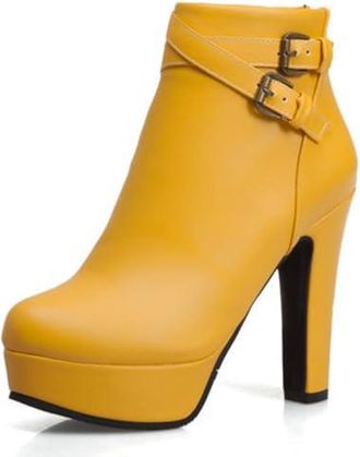 Generic MiaZane Bottines &Agrave; Semelle &Eacute;paisse Femme avec Double Boucle Talon Bloc Haut Chaussures De Mode pour Tenue Quotidienne Bureau Soir&eacute;e F&ecirc;te Style Urbain,