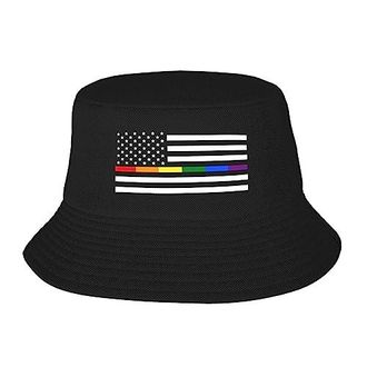 Generic Chapeau De Seau Fiert&eacute; Lgtbq, Drapeaux Arc-en-Ciel &Agrave; Lignes Fines Chapeau De Soleil &Eacute;t&eacute; Respirant Bonnet Soleil, pour De P&ecirc;che, La Randonn&eacute;e, Le Campi