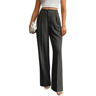 Generic Pantalon de travail taille haute pour femme, tenue décontractée, pantalon de bureau 2026 avec poches, gris foncé, XXL
