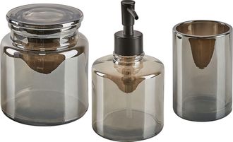 Beliani Badezimmer Set 3-teilig aus Glas in Grau moderner Stil Managua