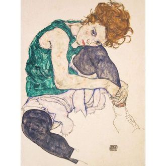 Wee Blue Coo Egon Schiele Seated Woman Legs Drawn Up Adele Herms Painting Art Print Poster Wall Decor Kunstdruck Poster Wand-Dekor-12X16 Zoll