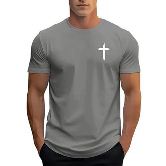Generic DENGJIAMY T-shirt chr&eacute;tien pour homme - T-shirt graphique avec foi J&eacute;sus - T-shirt &agrave; manches courtes d&eacute;contract&eacute; &agrave; col rond - Chemise basique classiqu