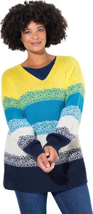 Angel Of Style Damen gro&szlig;e Gr&ouml;&szlig;en &Uuml;bergr&ouml;&szlig;en Plus Size Pullover, Oversized, Colorbocking, Seitenschlitze hellt&uuml;rkis 58+ 835198750-58+