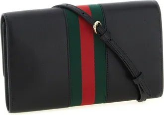 Gucci Web-Striped Leather Wallet - Black