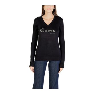 Guess Schwarzer V-Ausschnitt Strick f&uuml;r Herbst/Winter - - Knitwear - Damen - Schwarzk - S