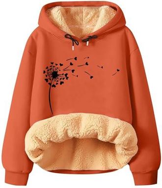Generic Manteau à capuche en polaire Sherpa pour femme - Hiver et printemps - Pull à capuche en polaire chaude à manches longues - Imprimé uni - Vêtements dex