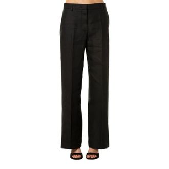 Max Mara Leinenhose mit weitem Bein - - Trousers - Damen - Schwarzk - L