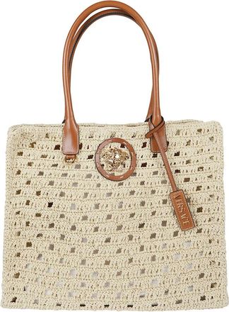 Versace Femme, Sacs, Beige, Taille: ONE Size La Medusa Large Canvas Tote