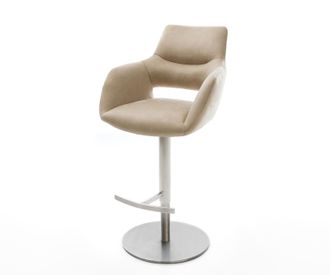 DELIFE Barstuhl Yago-Flex Mikrofaser Beige Vintage Drehfu&szlig; h&ouml;henverstellbar Edelstahl Silberfarben Taschenfederkern, Barst&uuml;hle