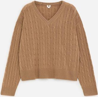 Arket Pullover Mit V-Ausschnitt Aus Reinem Kaschmir -Beige