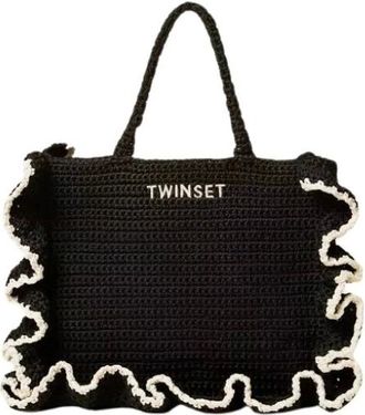 Twinset Femme, Sacs, Noir, Taille: ONE Size Crochet Shopper Tote