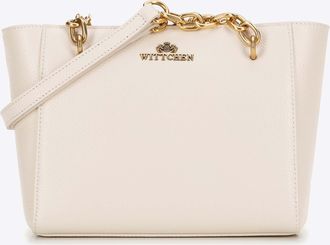 Wittchen Damen-Schultertasche aus cremefarbenem Leder, cremefarbenes Naturleder