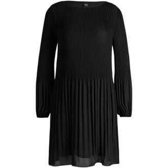 HUGO BOSS Kleid mit ausgestelltem Rock f&uuml;r Damen, Mit Falten (Schwarz)