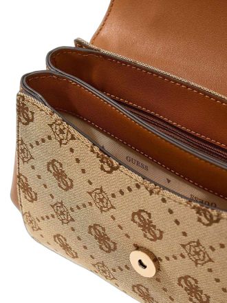 Guess Logo-Jacquard Polyester Top Handle Bag - Beige