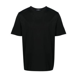 Herno Homme, Tops, Noir, Taille: L T-Shirt Stretch en Coton Superfin