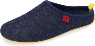 Andres Machado Hausschuhe f&uuml;r Herren - Herbst - DYNAMIC - Unisex Pantoffeln Slipper - Wolle und Filz - rutschfeste Gummisohle und herausnehmbares Fu&szlig;bett - Blau Gelb