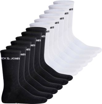 Jack & Jones JACK&JONES Herren Tennissocken, 12er Pack - JACLOGO, One Size Schwarz/Weiß 40-46