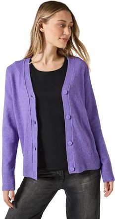 Cecil Damen B253799 Cardigan Mit Knopfleiste, Lilac Melange, XXL EU