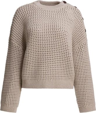 Brunello Cucinelli Femme, Pulls, Beige, Taille: 40 FR Pull Col V en M&eacute;lange de Cachemire