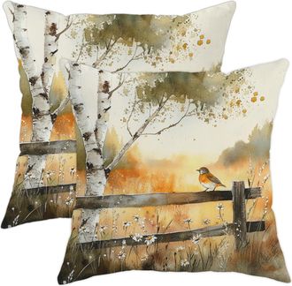 Generic Herbstvogel Sofakissenbezug Weich Zierkissenbez&uuml;ge Dekorative Dekokissen F&uuml;r Bett B&uuml;ro Heimdekoration 45X45Cm 2Er Set