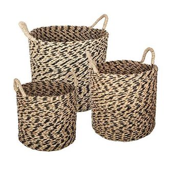 Atmosphera Atmosphera - Set aus 3 runden Aufh&auml;ngungk&ouml;rben Etnik - geflochtenes Schilfrohr - Mehrfarbig