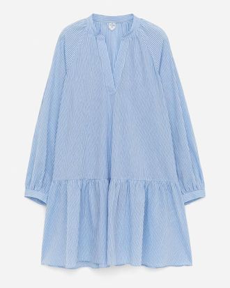 Arket Kleid Aus Leinen Und Baumwolle -Blau