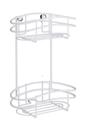 WENKO Wandregal 2 Etagen Classic Plus - Wandablage, Badregal mit hochwertigem Rostschutz, Stahl, 24 x 32.5 x 15 cm, Wei&szlig;