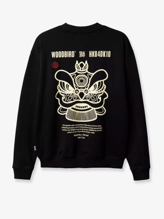 Woodbird Mens Crewneck Sweatshirt Wbcane Lion Black Cotton Sweater