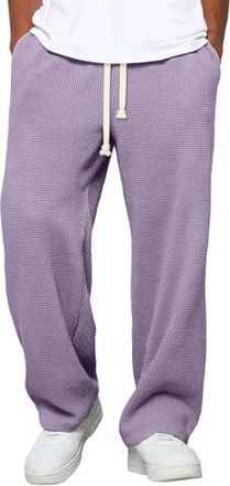 Generic DENGJIAMY Pantalon texturé pour homme Pantalon de survêtement gaufré tendance avec cordon de serrage à la taille Pantalon de survêtement jambe droite 