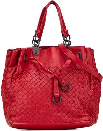 Bottega Veneta Hobo Bags - Nappa Intrecciato Bucket Bag - Gr. unisize - in Rot - f&uuml;r Damen
