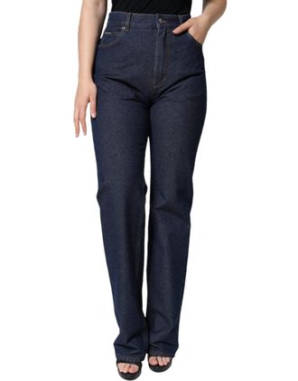 Dolce & Gabbana Womens Dark Blue Cotton Stretch Straight Denim Jeans Elastane Clothing