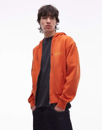 Gramicci Sweat à capuche zippé avec imprimé « Original Freedom » - Orange brûlé