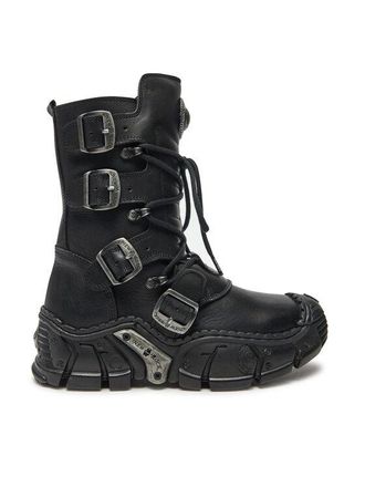 New Rock Schn&uuml;rstiefel M-IMPACT013-S1 Schwarz