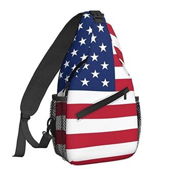 Generic Drapeau Des &Eacute;tats-Unis Sac &Agrave; Dos Bandouli&egrave;re Multifonctionnel Sacoche Epaule Antivol Sac Poitrine Pour Femme Randonn&eacute;e Homme