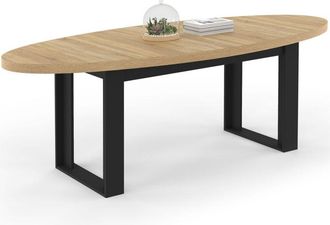 IDMarket Table à manger PHOENIX 8 personnes ovale 200 cm bois et noir