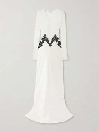 Gabriela Hearst Kerry Maxikleid Aus Einer Gerippten Kaschmirmischung Und Seide Mit Spitzeneinsatz - Elfenbein