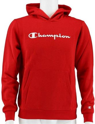 Champion Kapuzenpullover Hoodie Big Logo Print (gefüttert) tomatorot/weiss Kinder