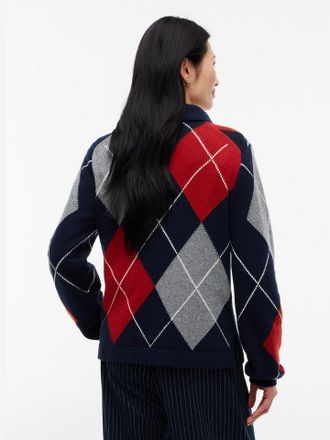 Tommy Hilfiger Polokragenpullover ARGYLE PREP NEW POLO LS Materialmix mit Woll-Anteil, Argyle Strickmuster