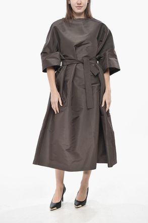 Super Blond Silk Organza Kaftan With Belt Super Blond