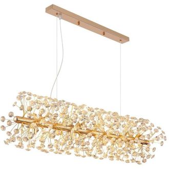 Globo Lighting H&auml;ngeleuchte Pendelleuchte Esszimmerlampe LED 12-Flammig Kristall klar gold G9