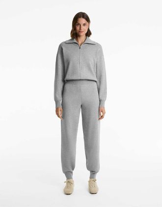 Oysho Combinaison longue zipp&eacute;e en maille - Noir